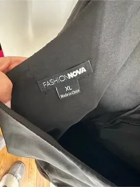 Fashion Nova | Dresses | Fashion Nova Oneshoulder Black Satin Draped ...